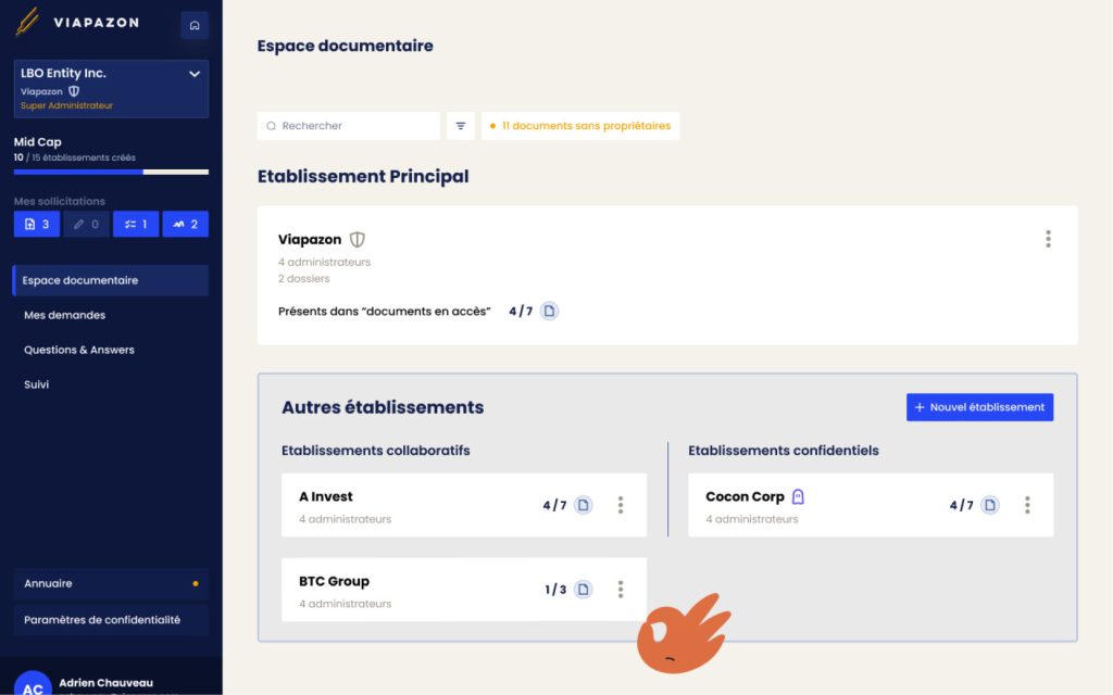 Fonctionnalités Viapazon - Dataroom collaborative
